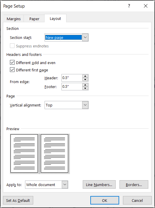 Different Headers & Footers for First, Odd & Even Pages in a Word Document