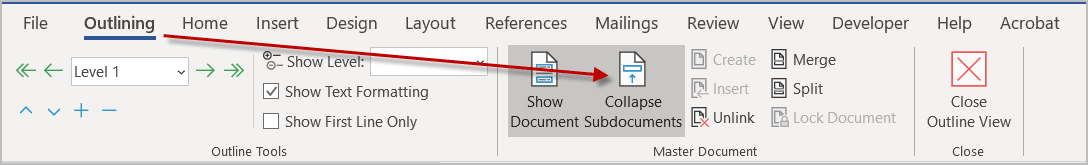 Managing Master and Subdocuments in Microsoft Word - ibruk