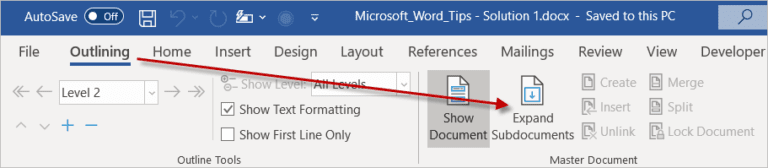 Managing Master and Subdocuments in Microsoft Word - ibruk
