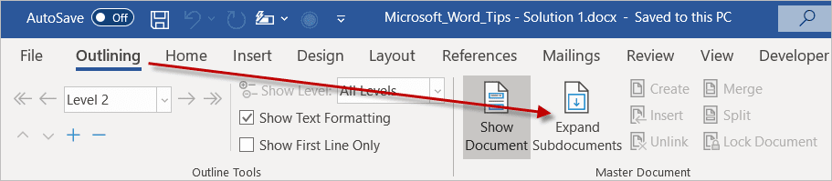 Managing Master and Subdocuments in Microsoft Word - ibruk