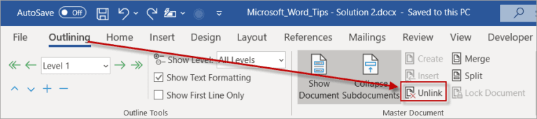 Managing Master and Subdocuments in Microsoft Word - ibruk