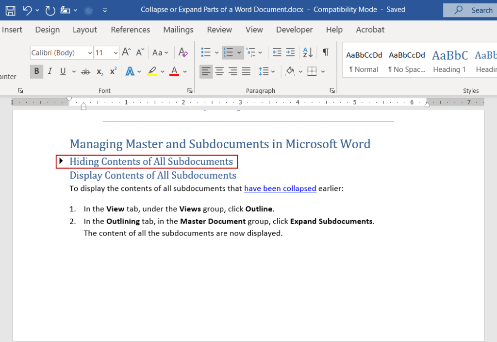 Hide or Show Parts of a Microsoft Word Document - ibruk