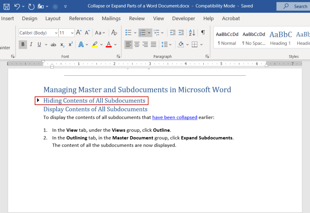 Hide or Show Parts of a Microsoft Word Document - ibruk