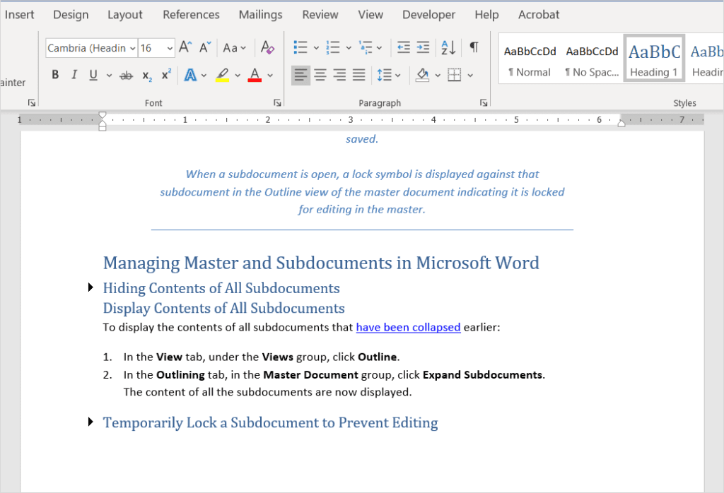 Hide or Show Parts of a Microsoft Word Document - ibruk